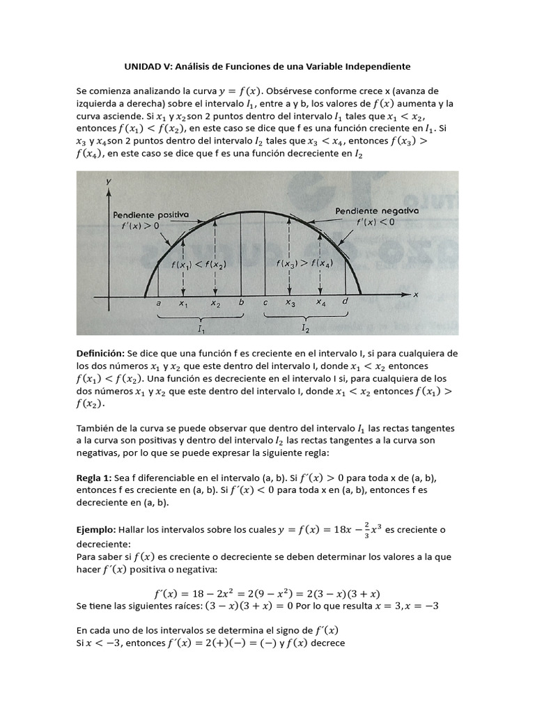 Análisis de Funciones de una Variable Independiente | PDF | Curva | Derivado