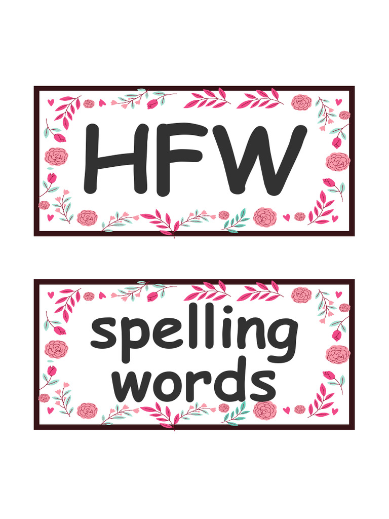 Print Lables HFW Spelling Vocab | PDF