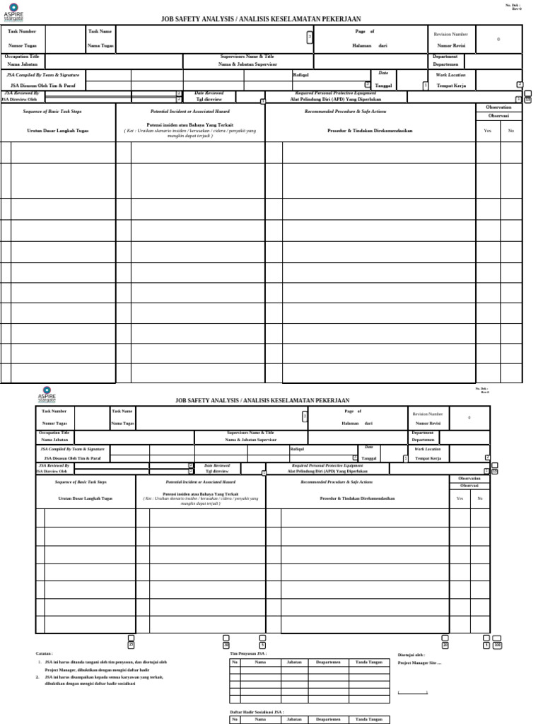 Form - JSA Rev 1 | PDF