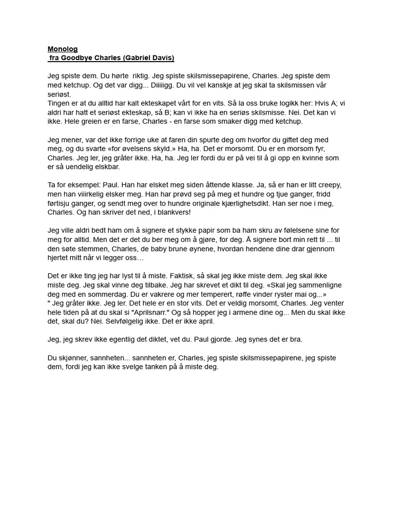 Monolog Goodbye Charles | PDF