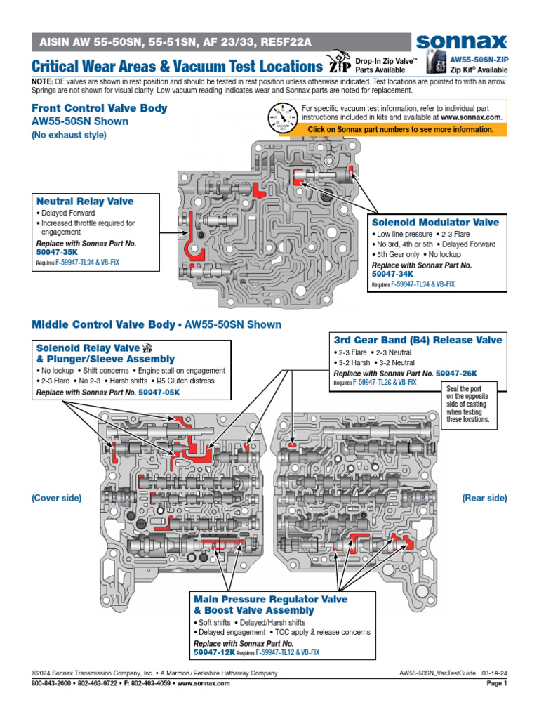 AW55-50SN Инструкция по вакуум тесту | PDF | Valve | Manual Transmission