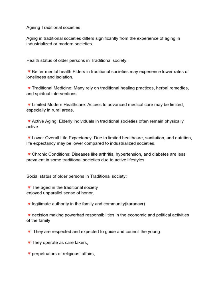 Ageing Traditional Society New | PDF | Ageing | Old Age