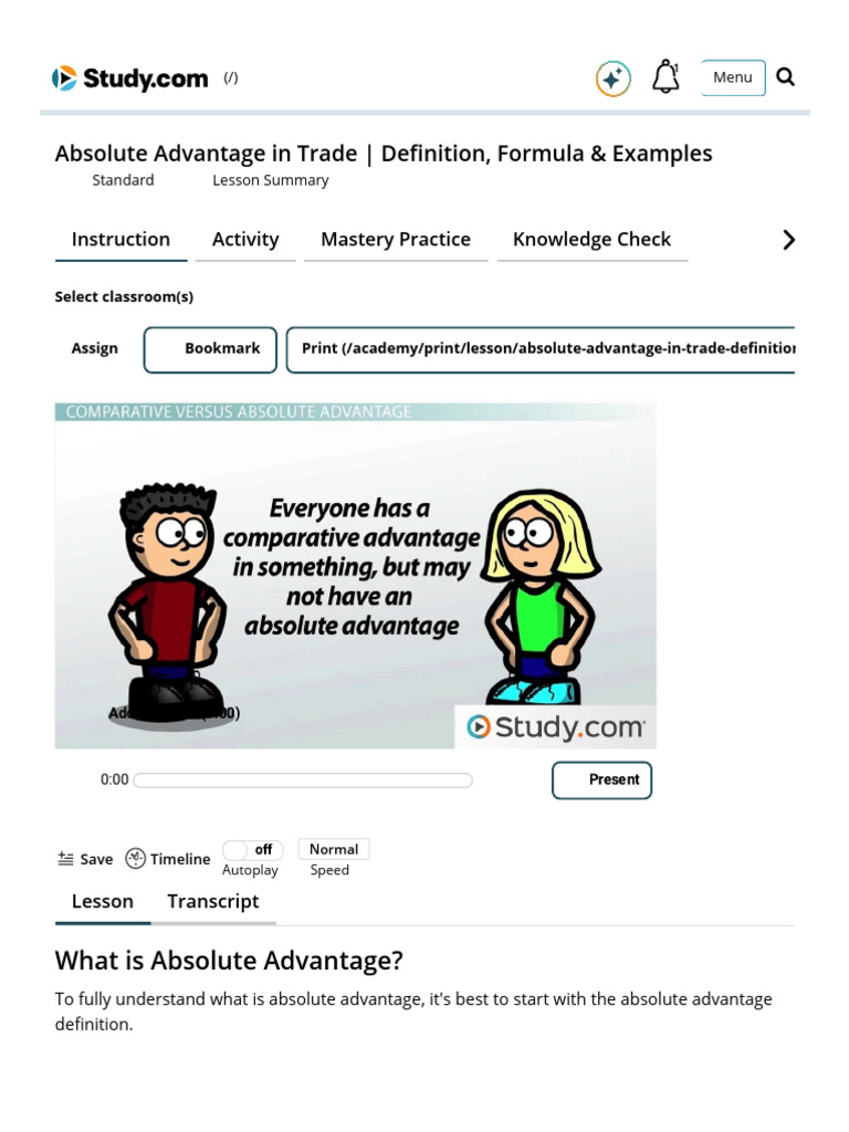 Absolute Advantage in Trade Definition, Formula & Examples Lesson | PDF ...