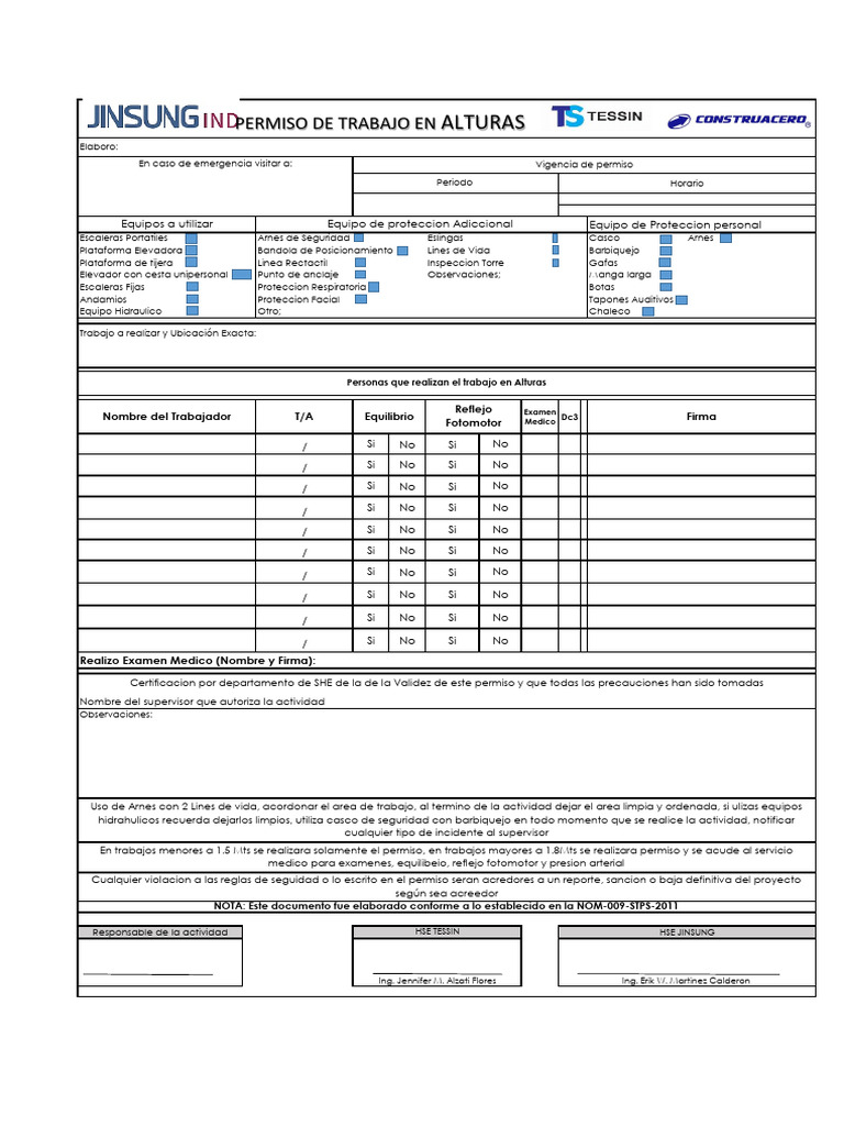 Permiso en Altura Constru | PDF