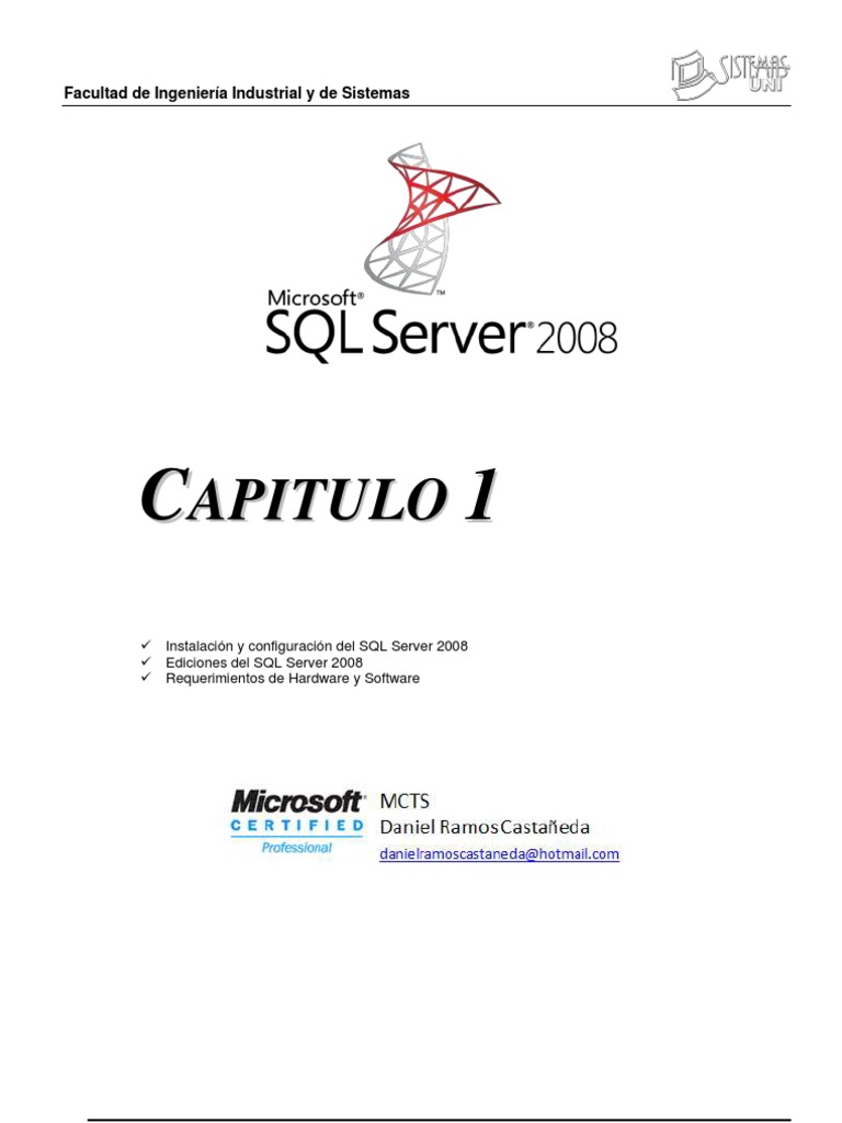 Manual de SQL Server 2008 de La UNI | PDF | Servidor SQL de Microsoft | Archivo de computadora