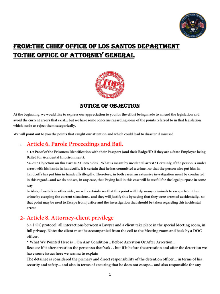 LSPD Object About The Legislation | PDF