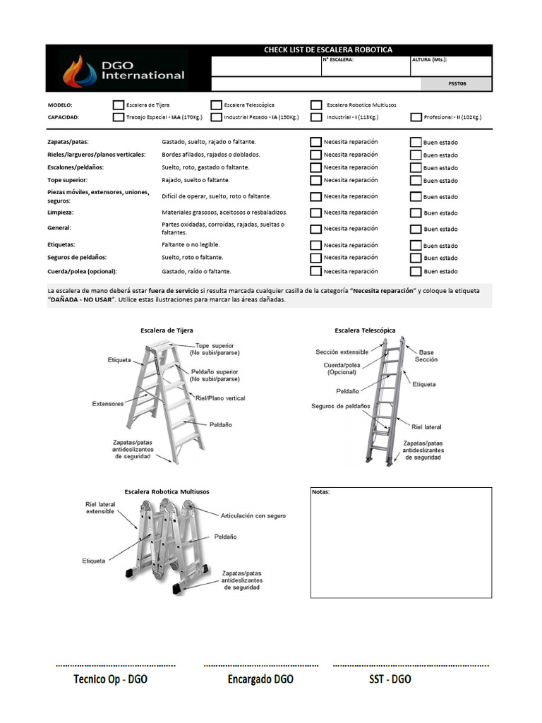 Dgo-Checklist Escalera Robotica - Form - SST - 2025.rev01 | PDF ...
