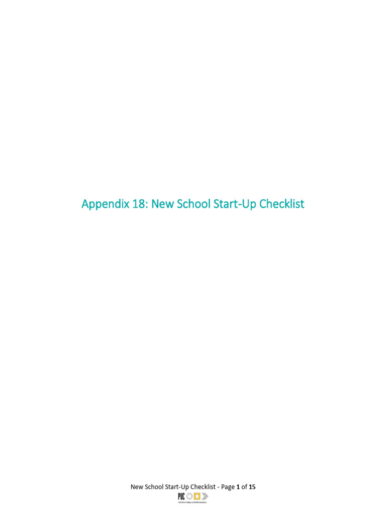 Appendix 18. New School Start Up Checklist | PDF | Special Education ...