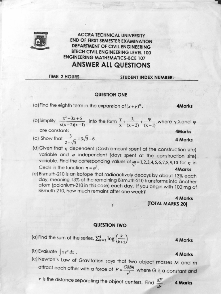 Engineering Maths I | PDF