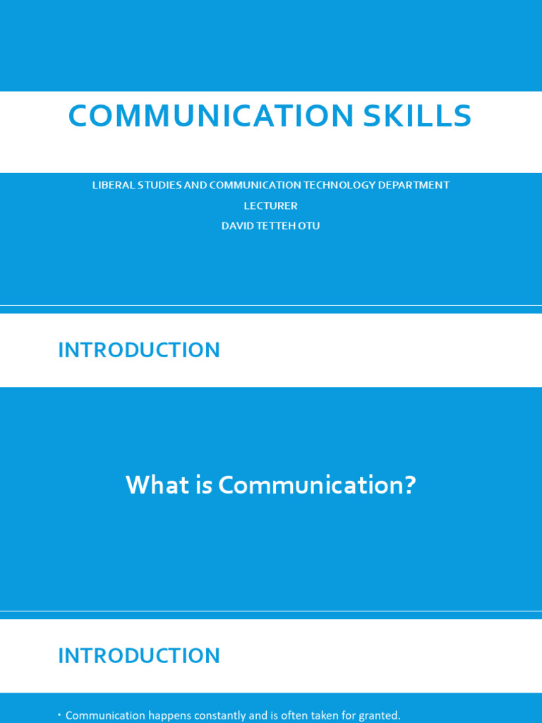 COMMUNICATION SKILLS (introduction) | PDF | Communication | Nonverbal ...
