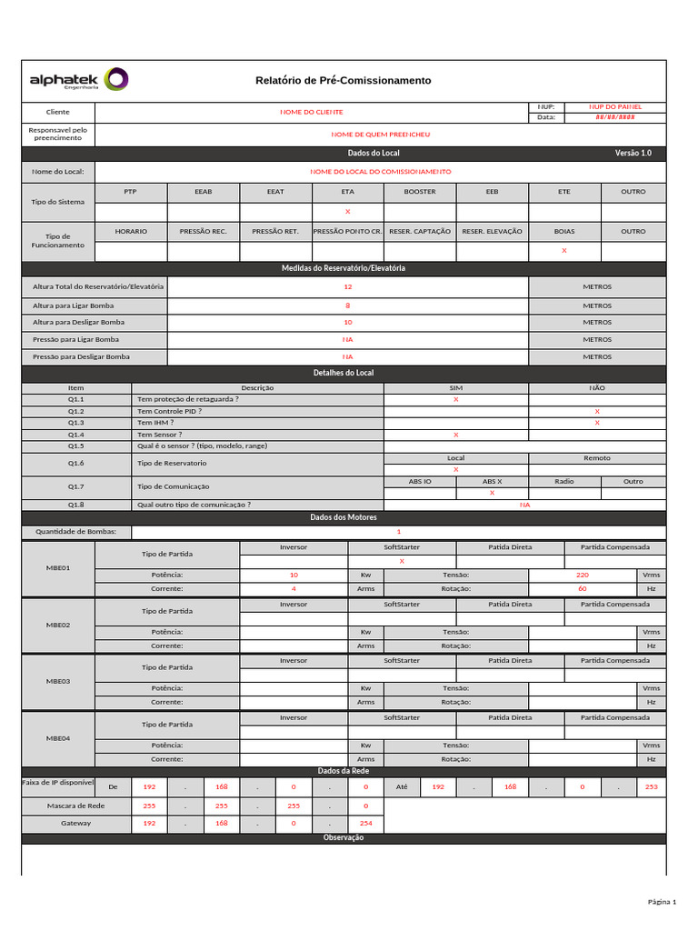 Checklist Pré-Comissionamento | PDF | Eletricidade