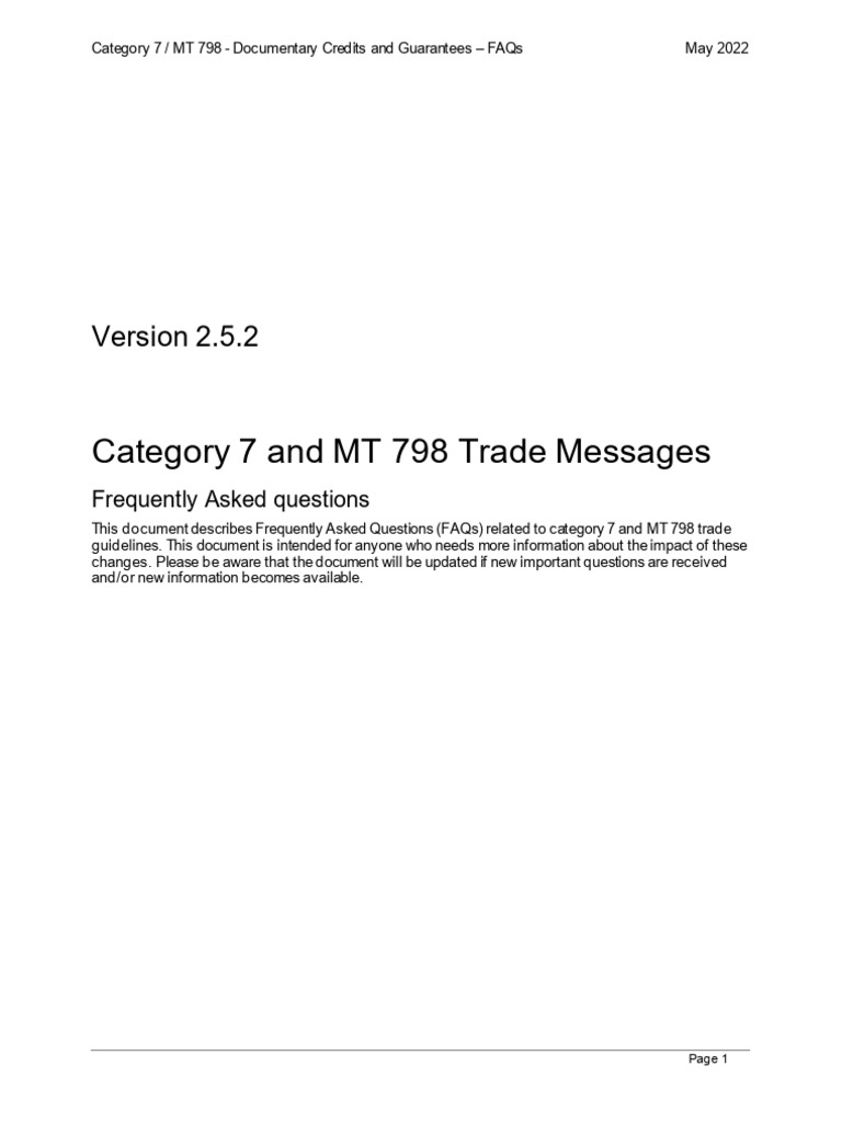Swift MT798 | PDF | Faq | Letter Of Credit