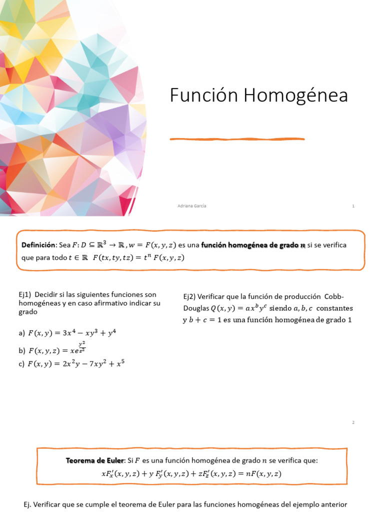 U5 Funciones homogéneas | PDF