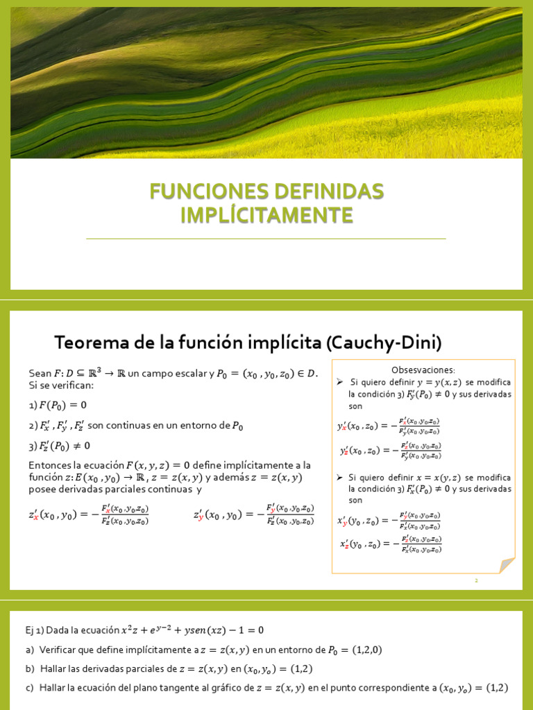 U5 Funciones Implícitas | PDF | Sustracción | Cálculo multivariable