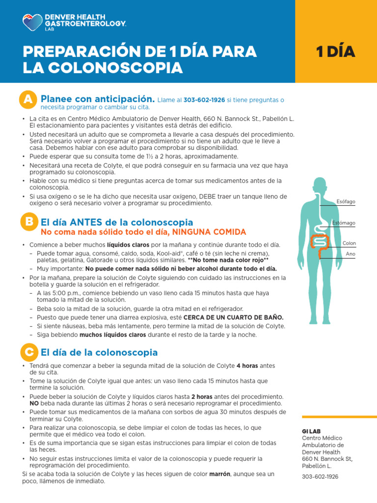 GI2102 07 Colonoscopy 1 Day Prep Spanish | PDF | Colonoscopia