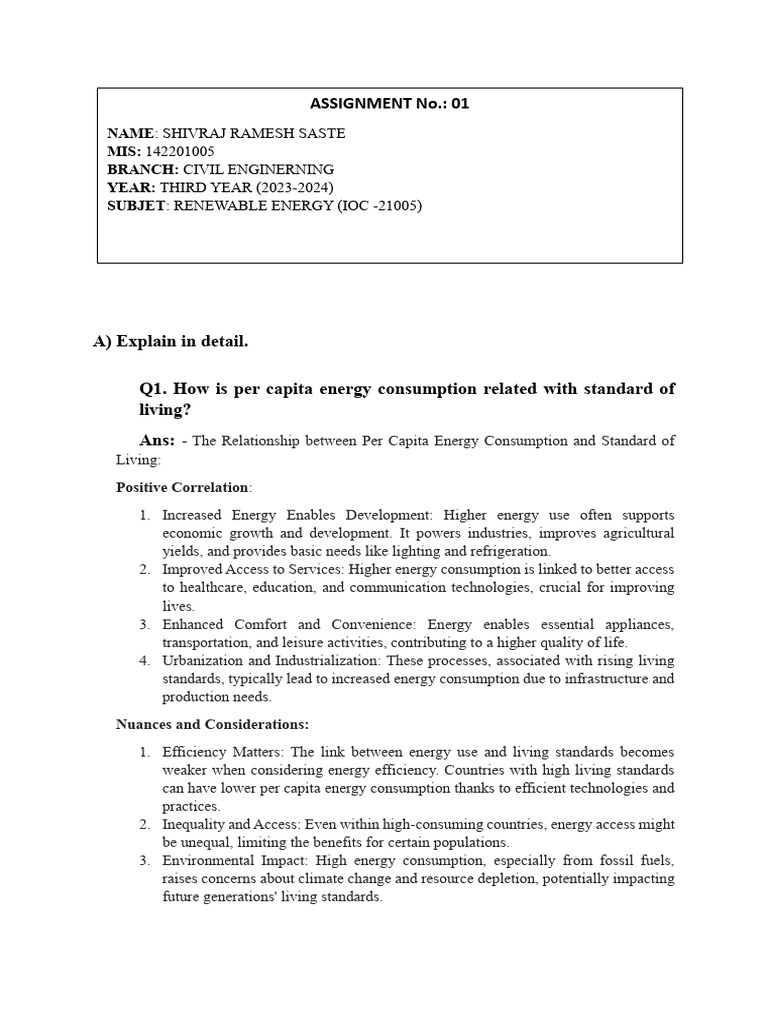 Renewable Energy Assignment | PDF | Biofuel | Renewable Energy