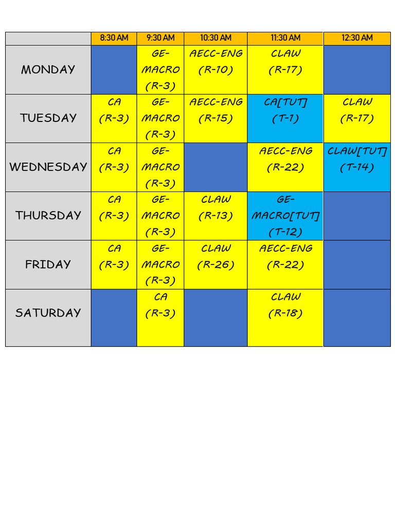 Semester 2 Time Table (Section B) | PDF