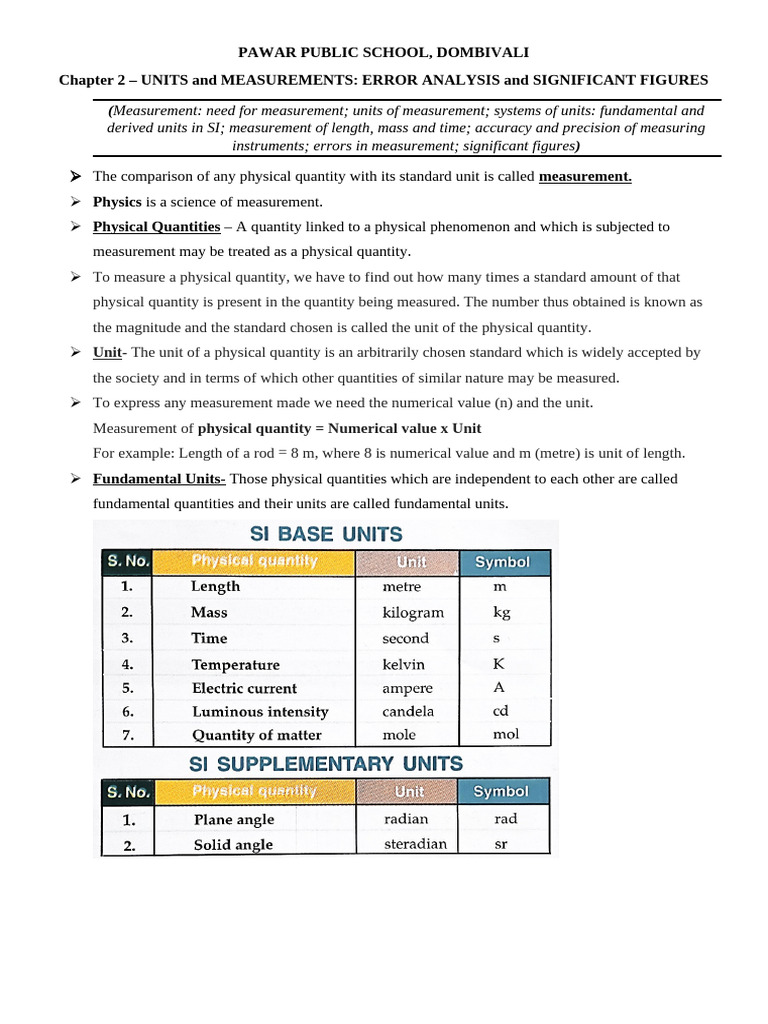 2-Units and Measurements | PDF | Measurement | Observational Error
