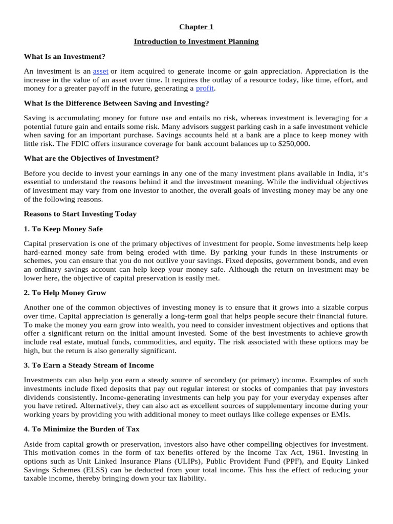 Investment Planning Basics Explained | PDF | Repurchase Agreement ...