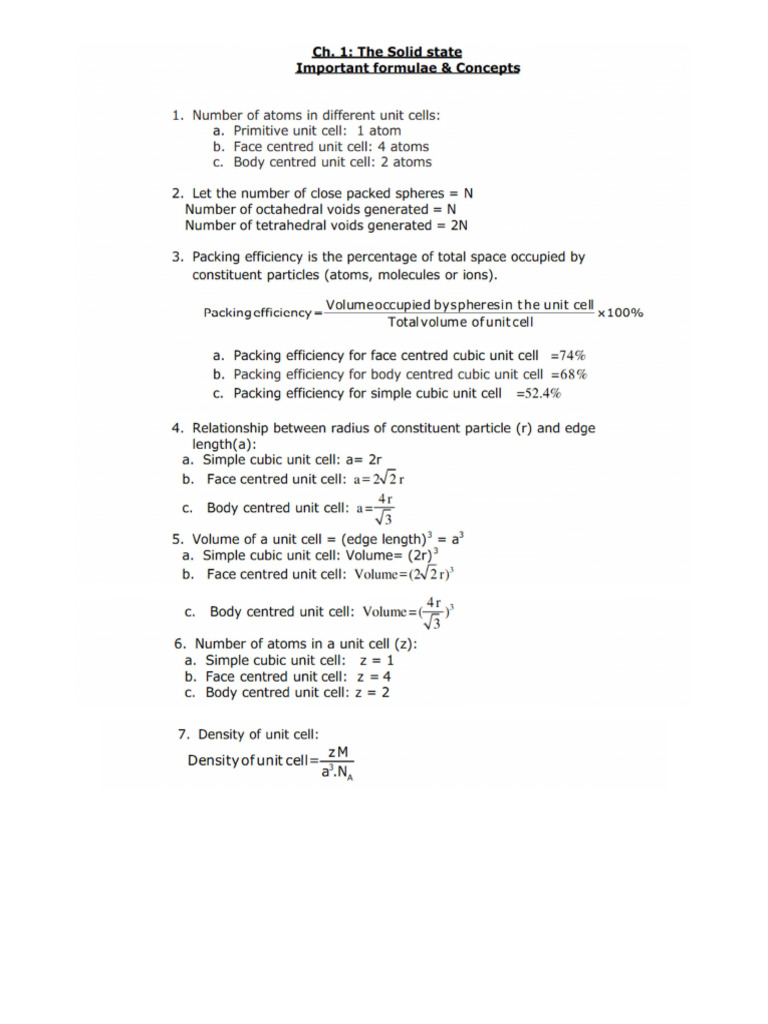 Solid State Foumulae | PDF