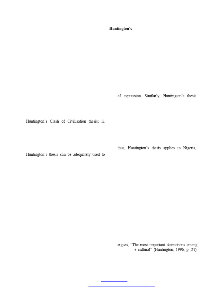 An Examination of The Applicability of Samuel Huntington's Clash of ...