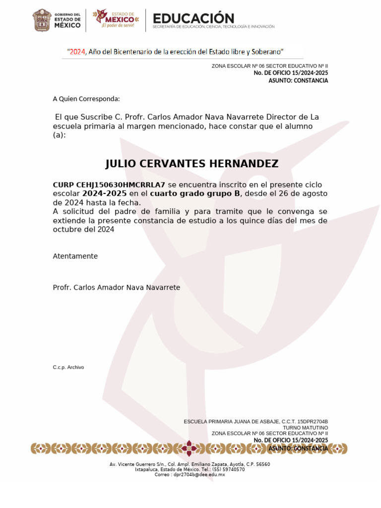 Constancia Formato | PDF