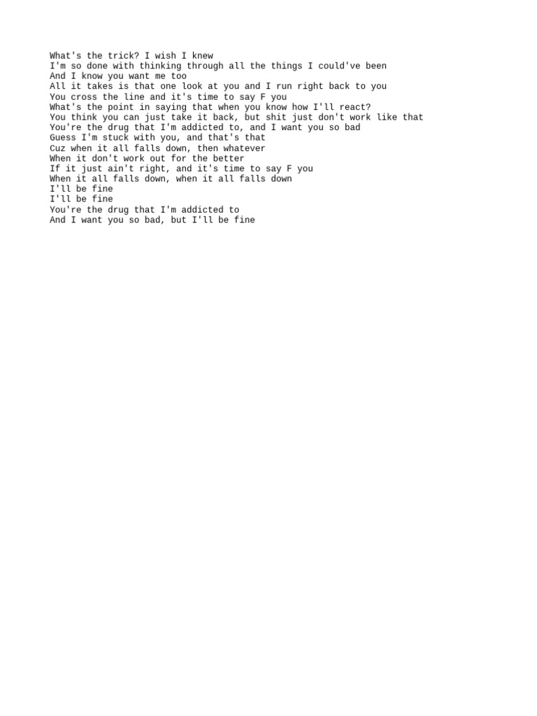 "When It All Falls Down: Lyrics Analysis" | PDF