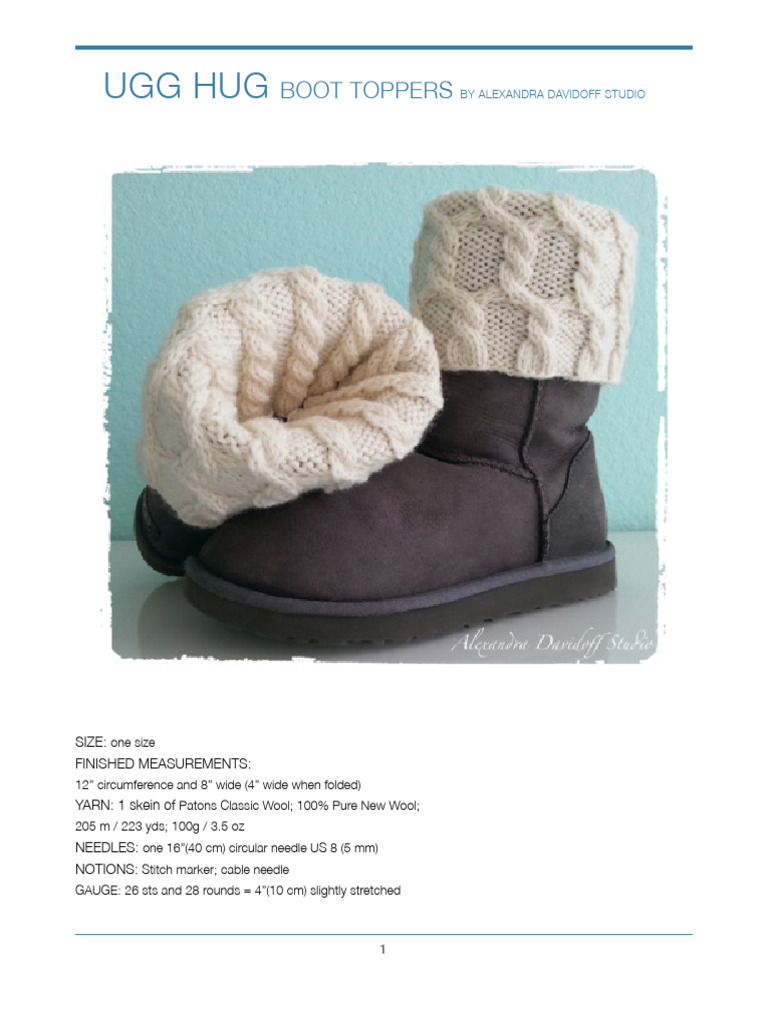 UGG HUG Boot Toppers Pattern | PDF | Knitting | Needlework
