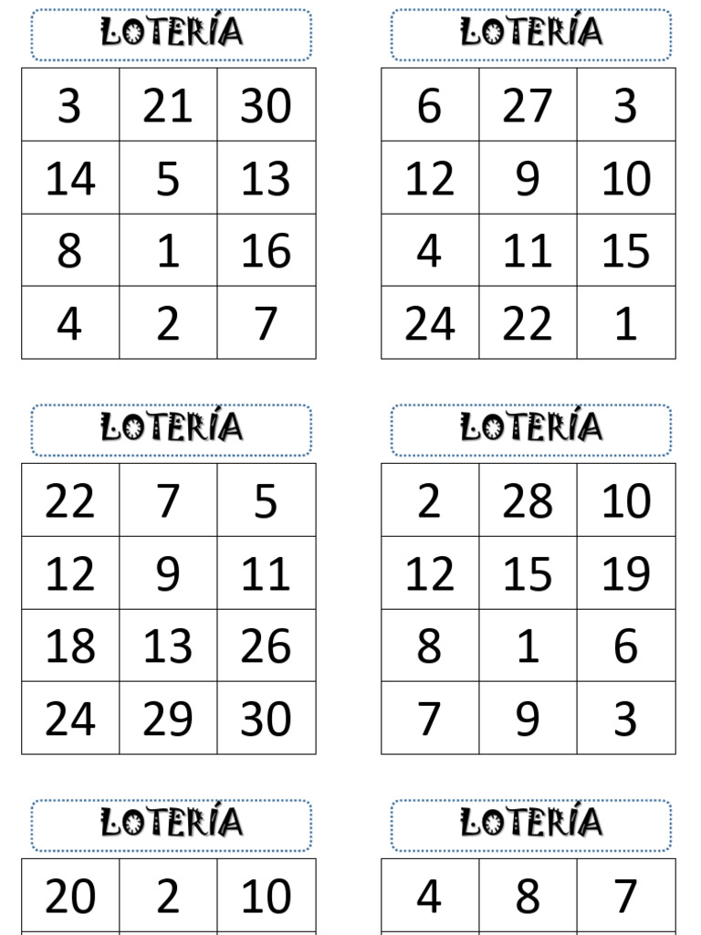 Números de Lotería del 1 al 30 | PDF