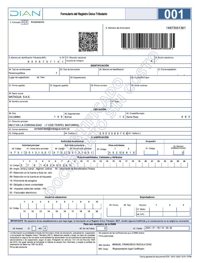 Rut Matagua Sas-1 | PDF