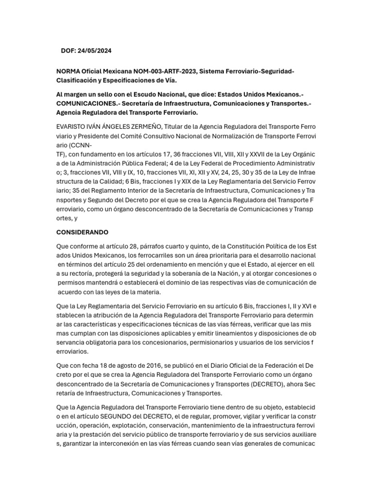 Nom 003 2023 | PDF | México | Tren