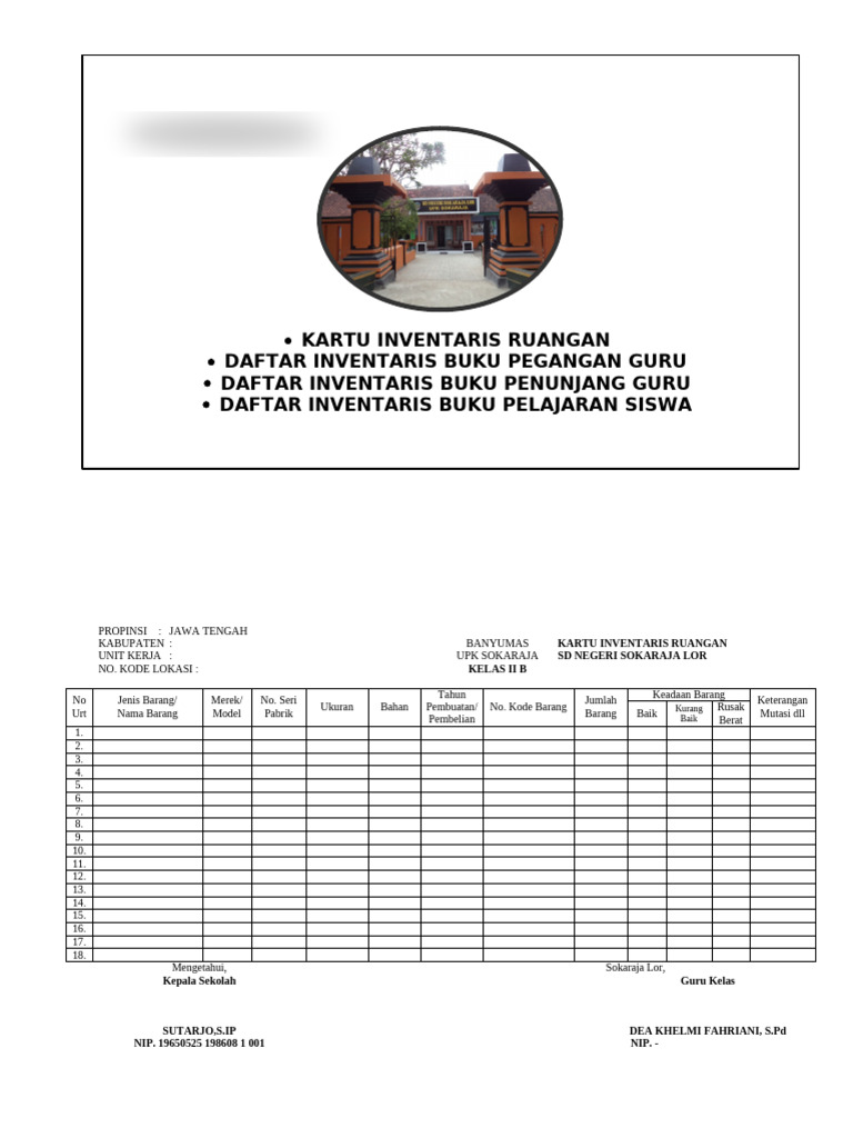 Kartu Inventaris Ruangan | PDF