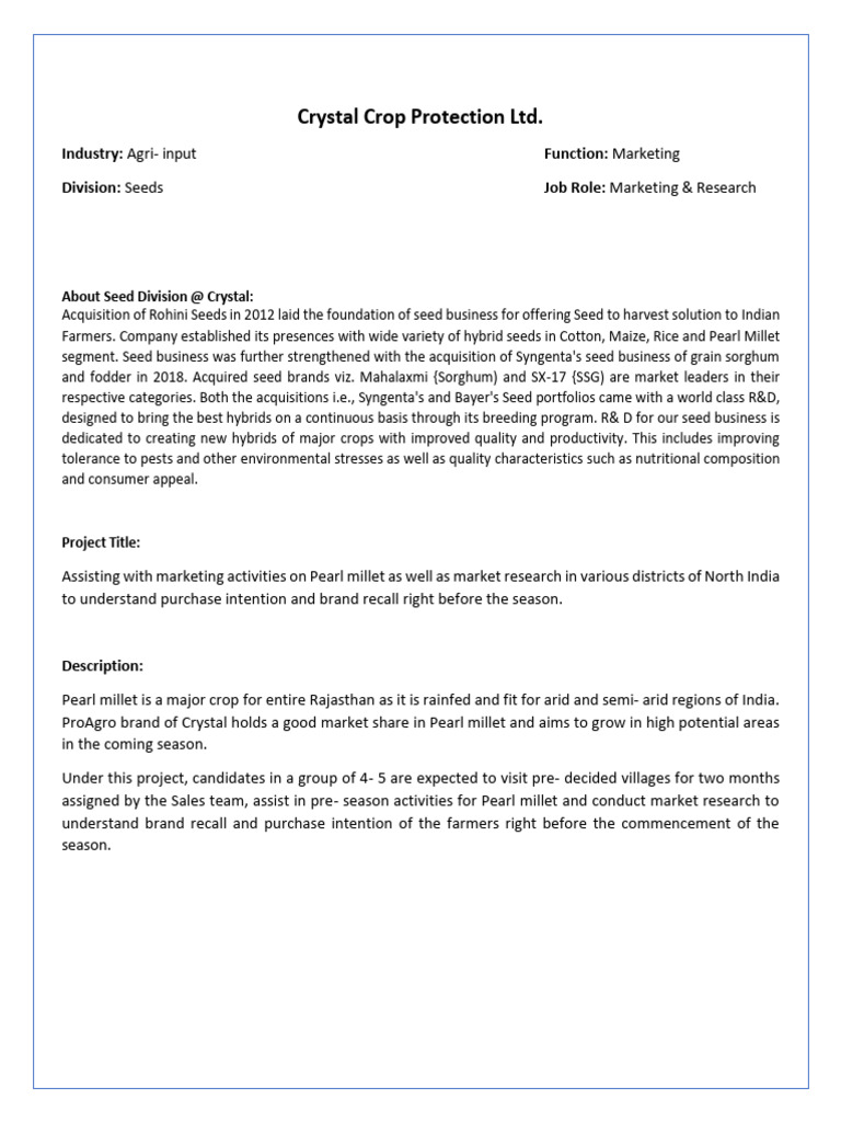 JD-_Marketing_Intern_2025 | PDF | Marketing | Crops