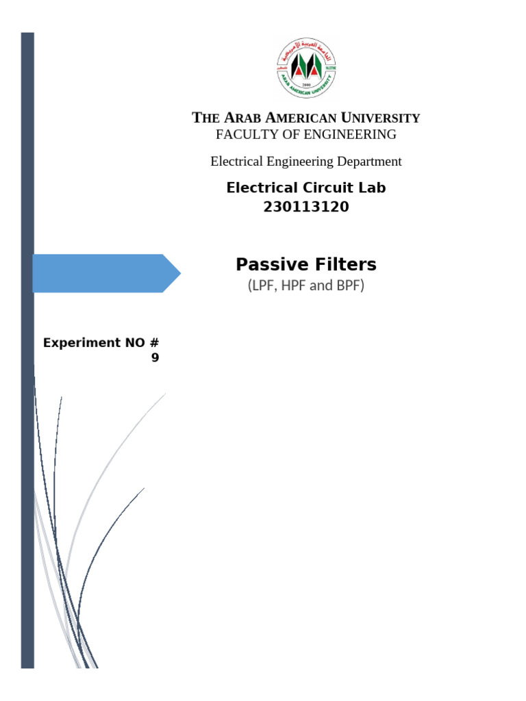 Experiment # 9 | PDF | Electronic Filter | Passivity (Engineering)
