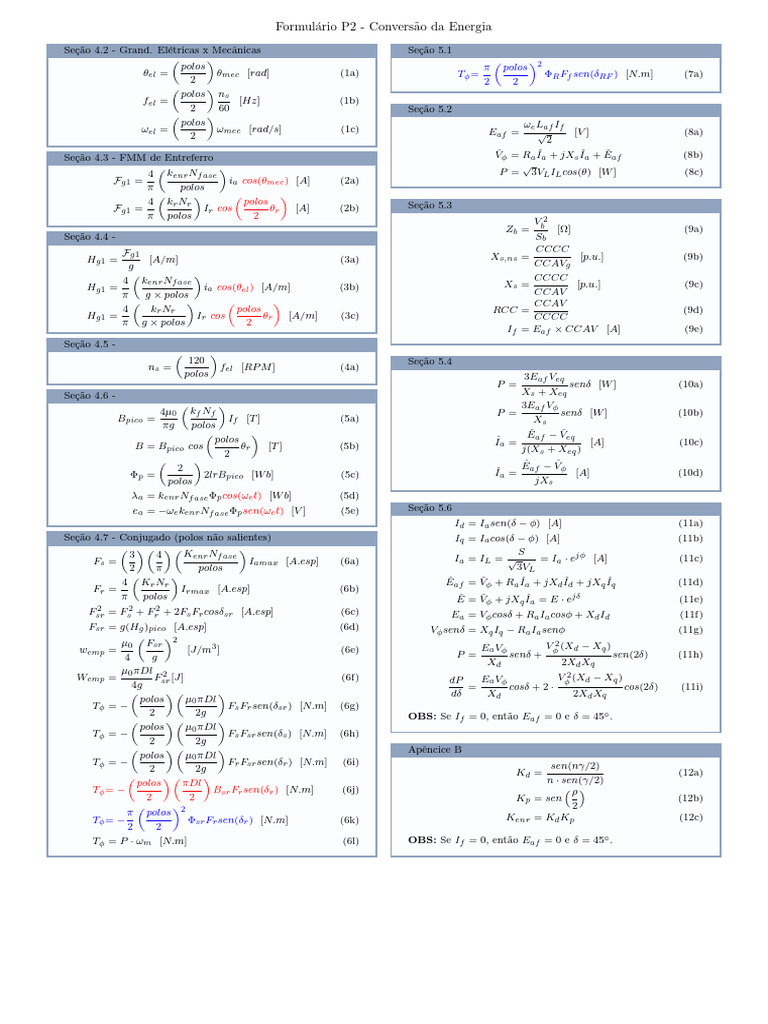 Formulario P2 Conversao | PDF
