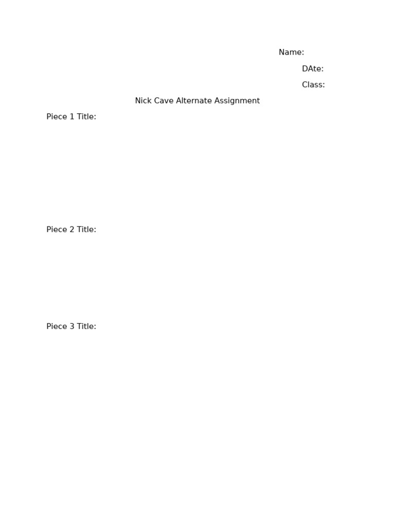 Nick Cave Alternate Assignment Overview | PDF