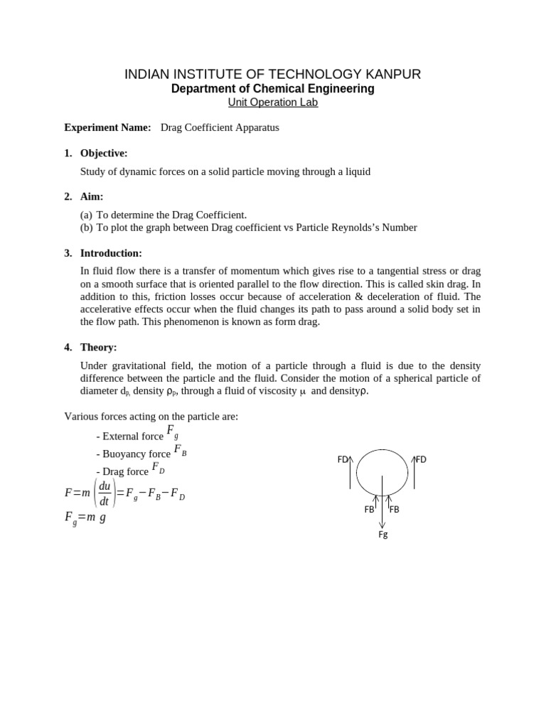 Drag Coefficient Experiment Guide | PDF | Drag (Physics) | Force