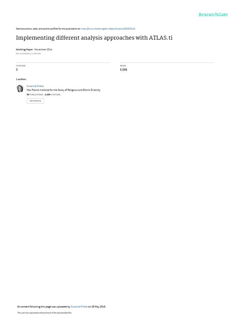 Implementing Different Analysis Approaches With ATLASti | PDF | Methodology | Qualitative Research