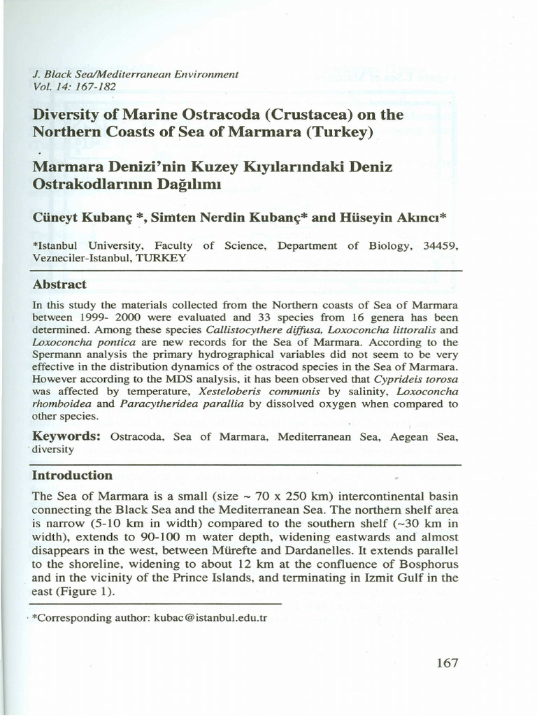Diversity of Marine Ostracoda Crustacea | PDF | Black Sea | Dardanelles