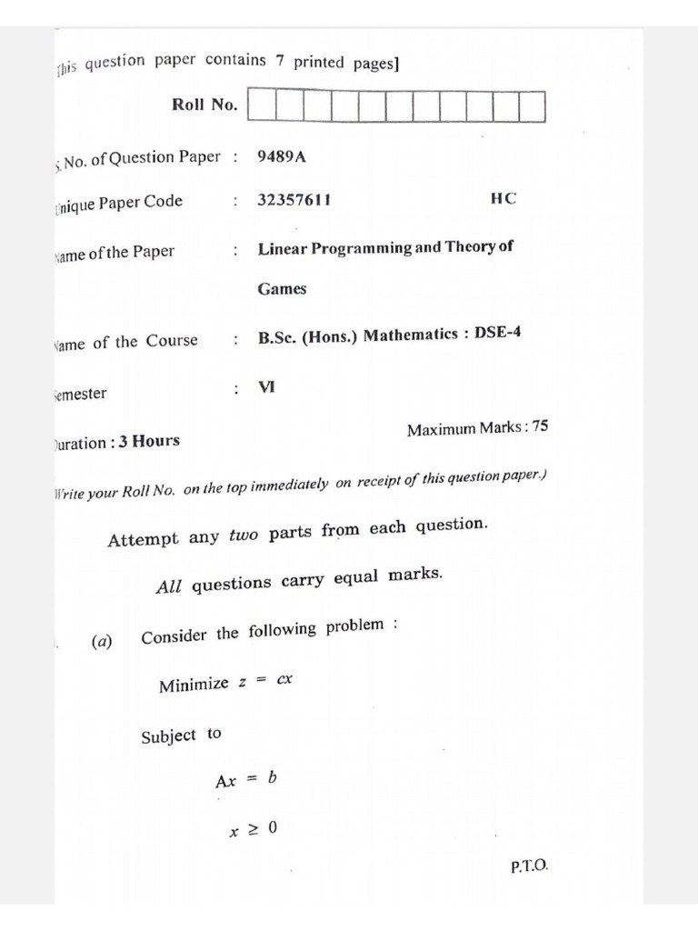 Linear Programming P | PDF