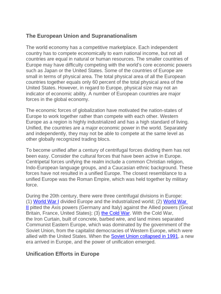 The European Union and Supranationalism | PDF | European Union | Europe