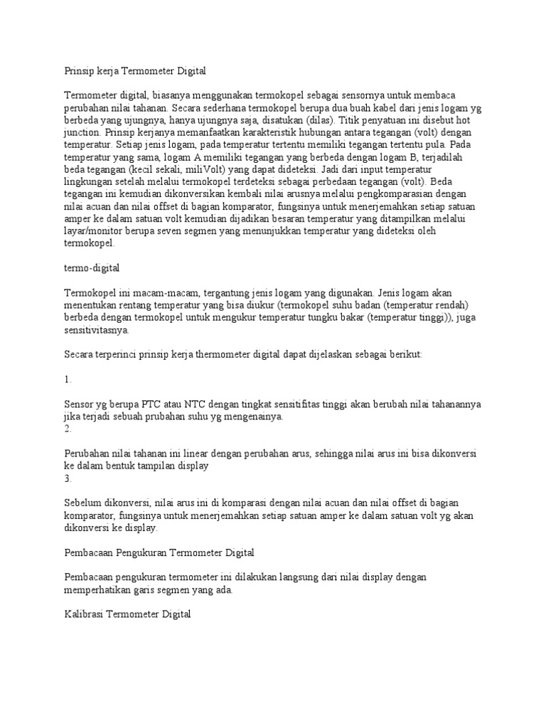 Prinsip Kerja Termometer Digital | PDF | Komputer
