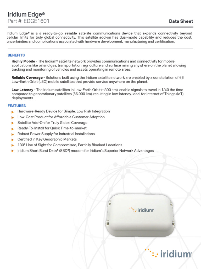 DS Iridium Edge Datasheet 031720 | PDF | Satellite | Communications ...