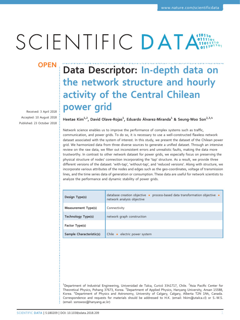 Kim-In-depth Data On The Network Structure and Hourly Activity of The Central Chilean Power Grid ...