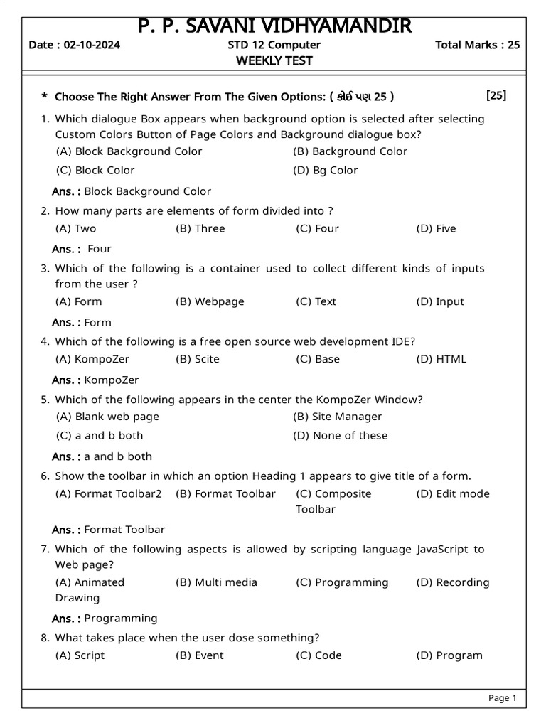 12 Gseb Imp Question Board Pdf Class Computer Programming Constructor Object Oriented