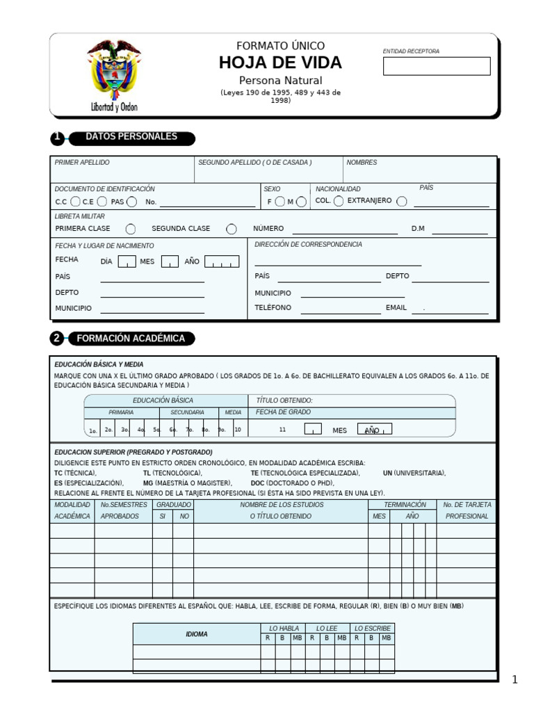 Formato Único de Hoja de Vida | PDF | Educación avanzada | Business