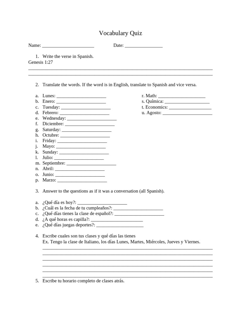 Vocabulary Quiz 3 No Extra | PDF