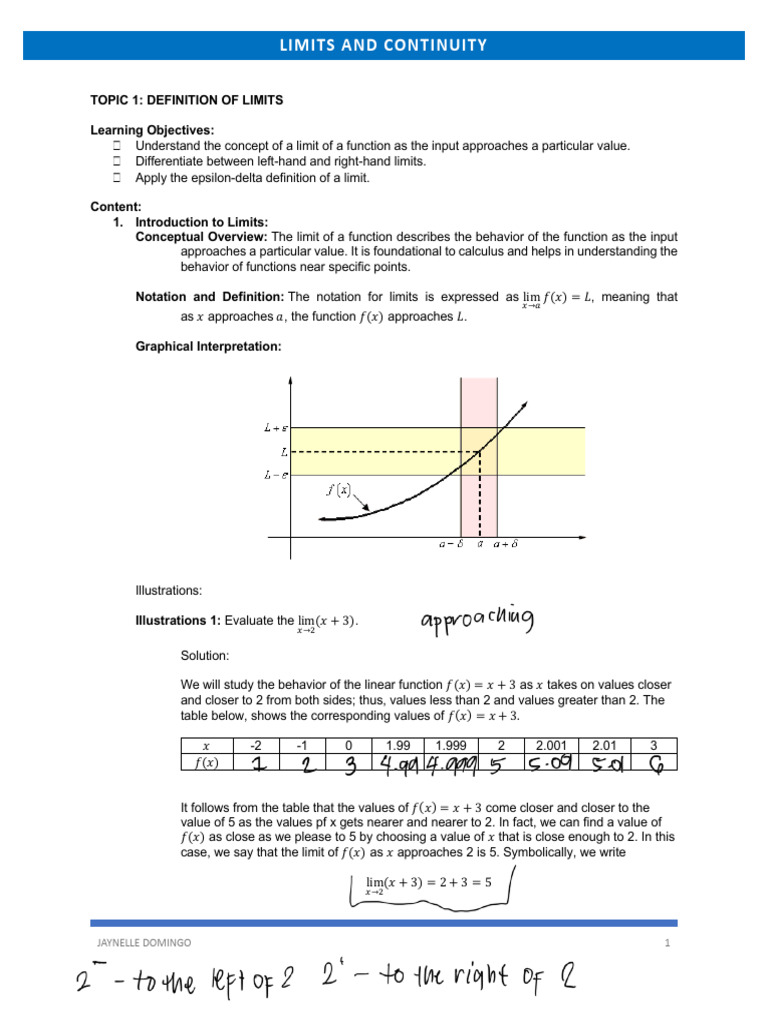 Limits Definition_Unfinished | PDF | Function (Mathematics) | Limit (Mathematics)