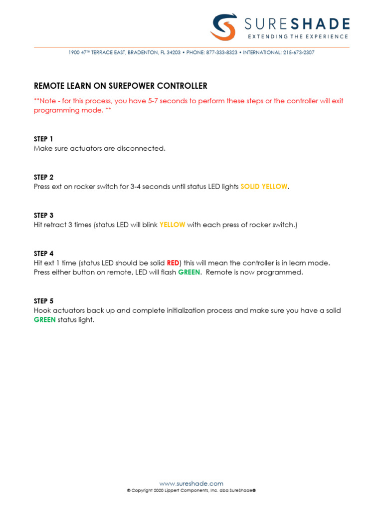 SurePower Controller Remote Pairing | PDF