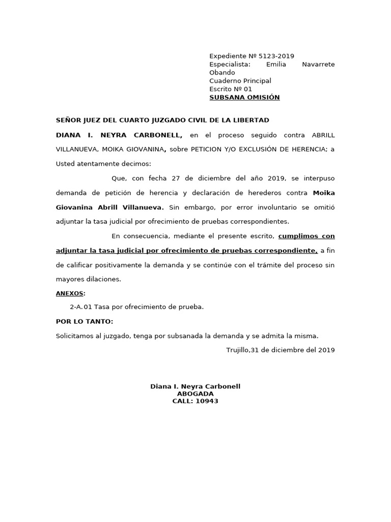 SUBSANA OMISIÓN - Cedukla | PDF